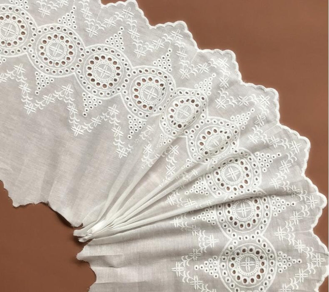 Cotton Lace Trim, Cotton Lace Fabric, Circle Cotton Lace, Embroidered ...