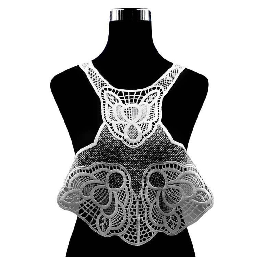 Vintage Milk Silk Lace Collar Applique, Fake Collar, Hollow Embroidery ...