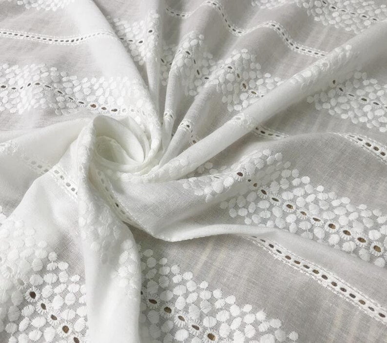 Elegant Cotton Lace Fabric Ladder Embroidered Bridal Lace Fabric for ...