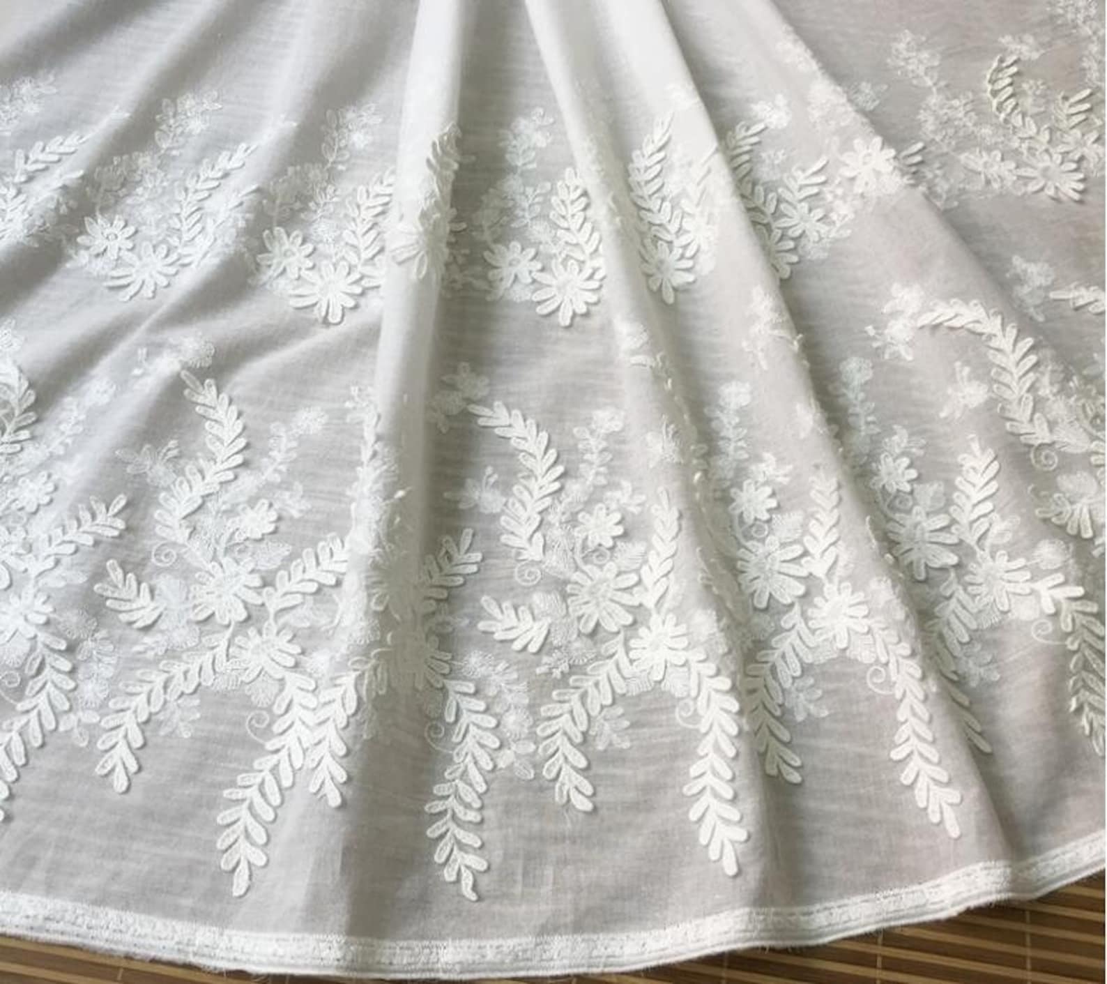 3D Leaf Pattern Cotton Lace Fabric, Cotton Fabric by the Yard ...