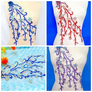 Blue/red/purple Beaded Applique, Beaded Applique Lace for Lyrical Dance ...