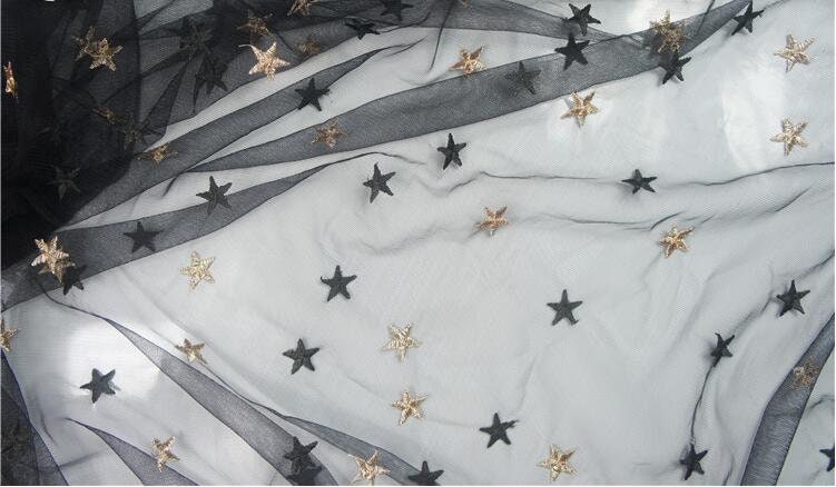 Star Fabric, Two-tone 3D Stars Tulle Fabric for Tutu Skirt, Tulle Dress ...