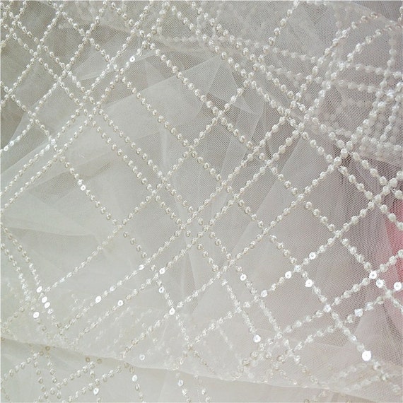 2020 New Geometric Tulle Fabric Grid and Dots Lace Fabric | Etsy