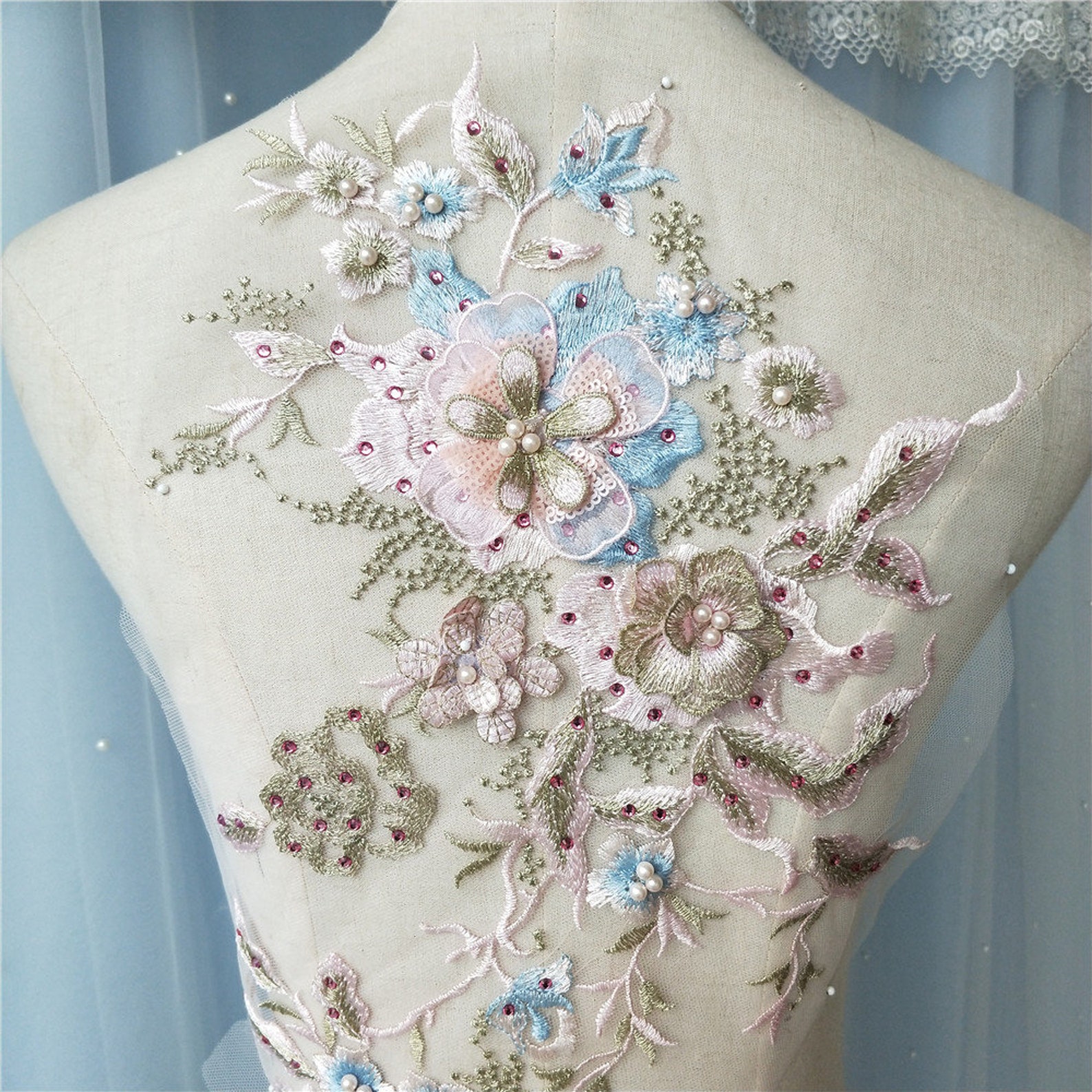 3D Multi-layered Petals Lace Applique Faux Pearl Sequin - Etsy