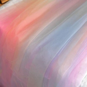 Gradient Rainbow Lace Fabric Colorful Tulle Mesh Fabric Wedding Bridal ...