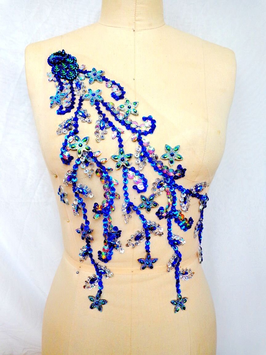 Blue/red/purple Beaded Applique, Beaded Applique Lace for Lyrical Dance ...