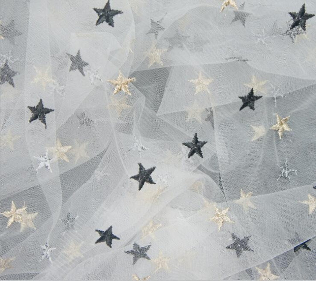Star Fabric, Two-tone 3D Stars Tulle Fabric for Tutu Skirt, Tulle Dress ...