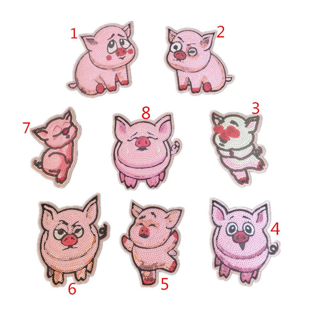 Sequined Pig Patch in 8 Patterns-cute Patch-animal Patch-iron on Patch ...