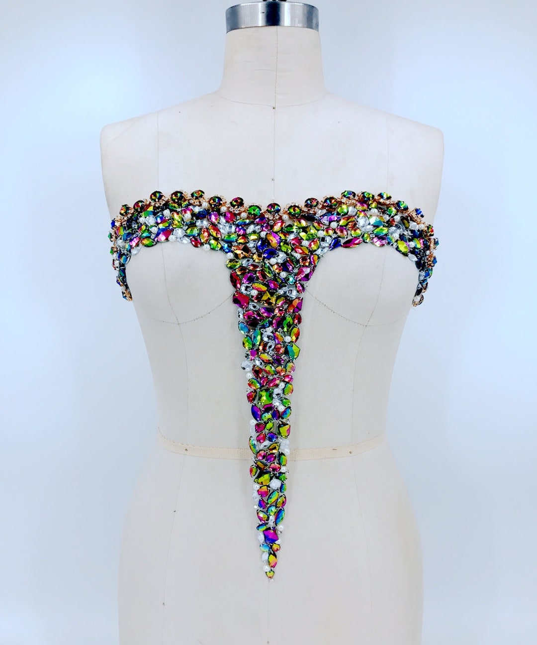 Mix-color Rhinestone Bodice Beaded Applique Crystal Trims Wedding Dress ...