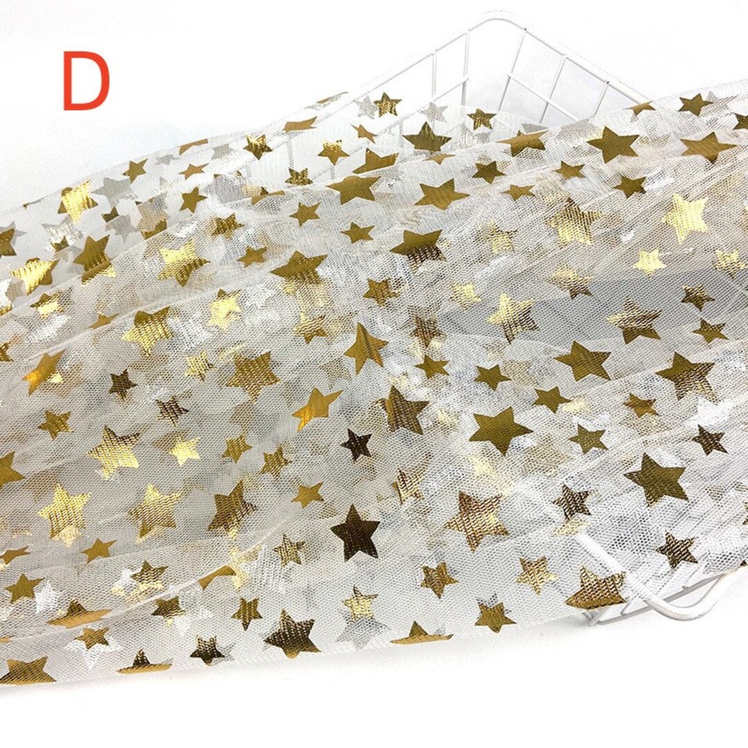 7 Colors Star Print Lace Fabric Red Gold Navy Blue Stars Soft Tulle ...