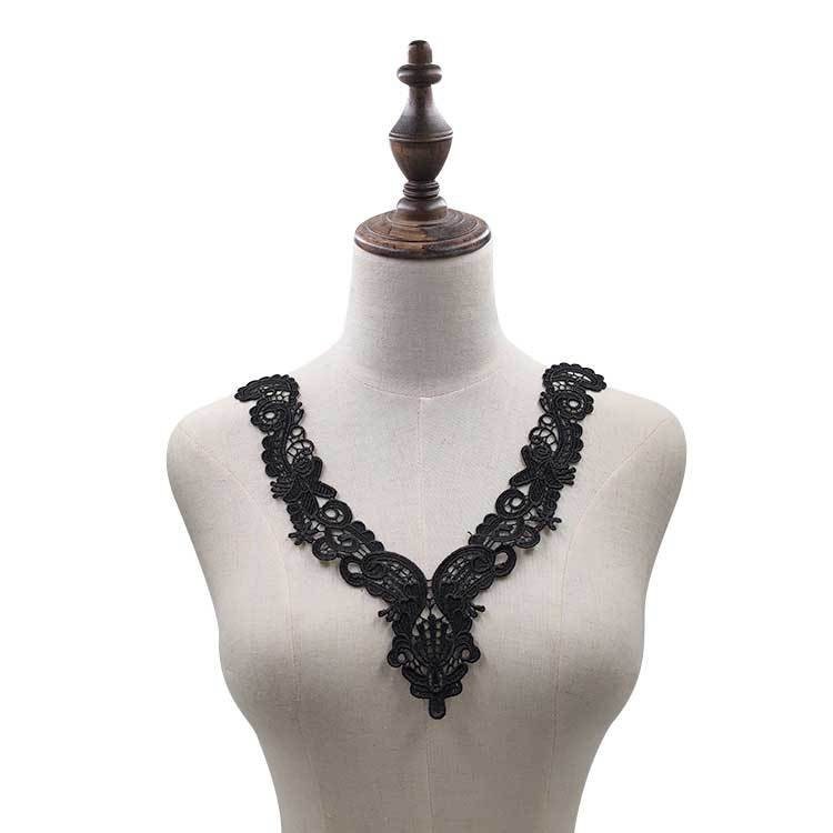 Black V Shape Crochet Venise Lace Collar/ Water Soluble Polyester ...