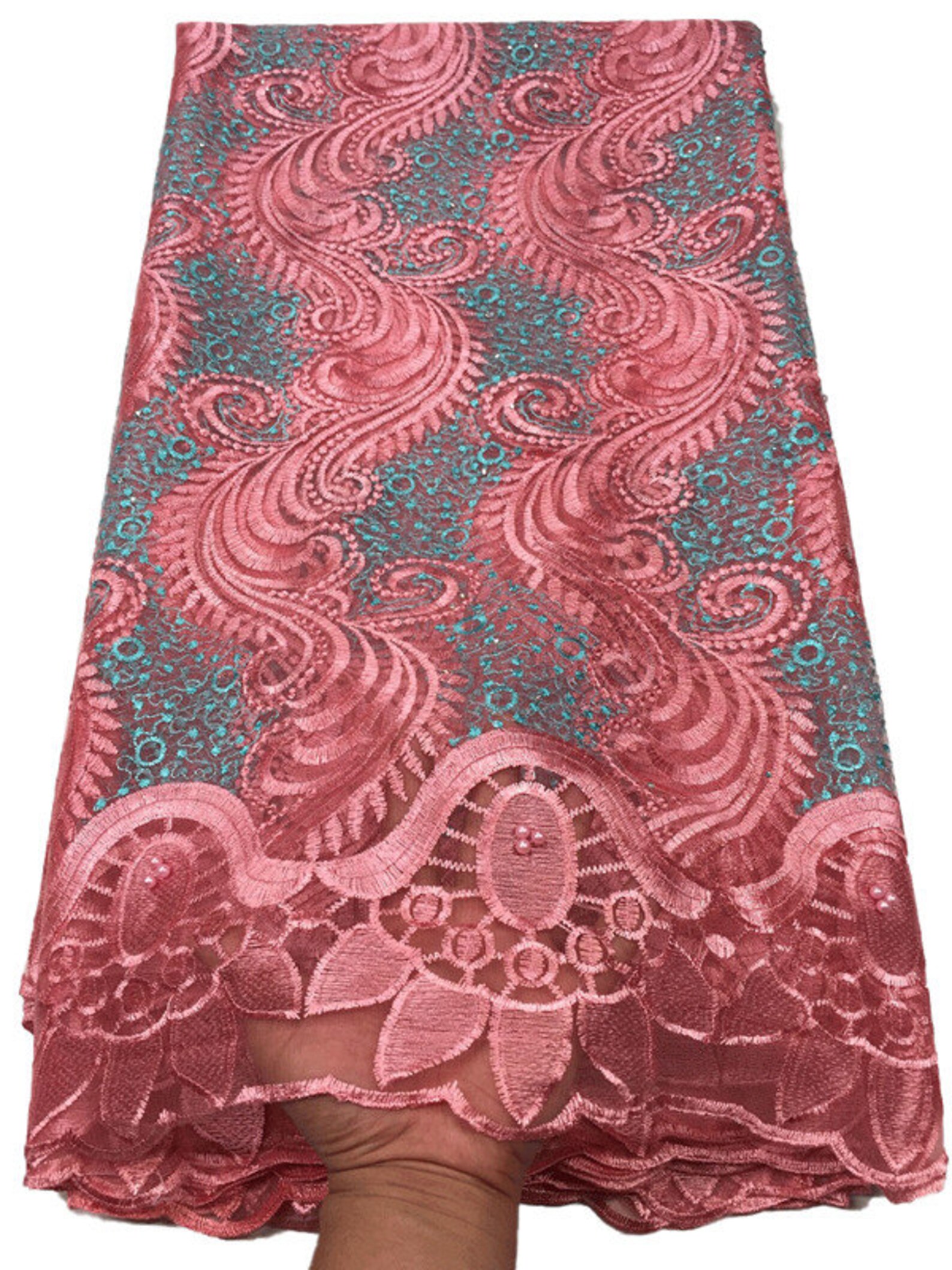 2019 New Collection! High Quality Green African Lace Fabric With Heavy ...