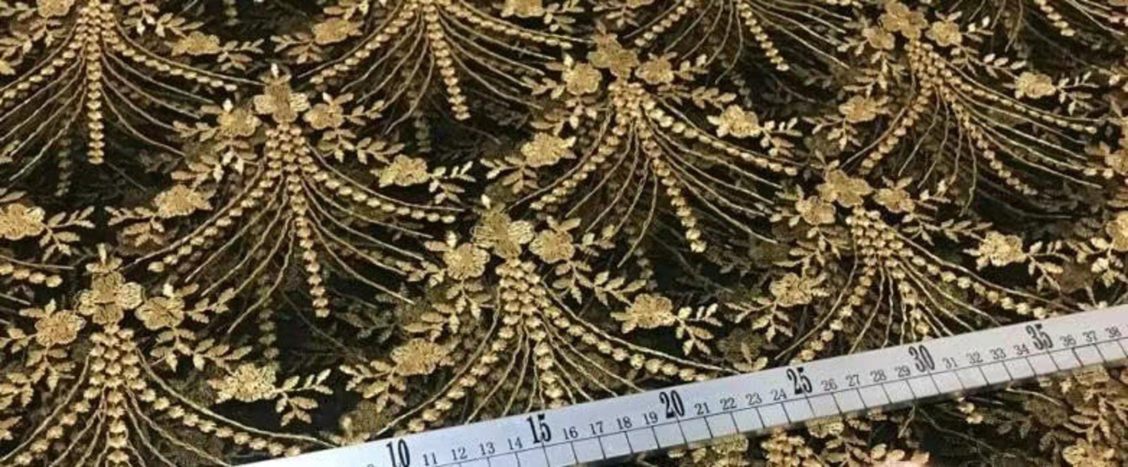 Vintage Gold Lace Fabric, Golden Embroidery Mesh Lace Fabric, Soft ...