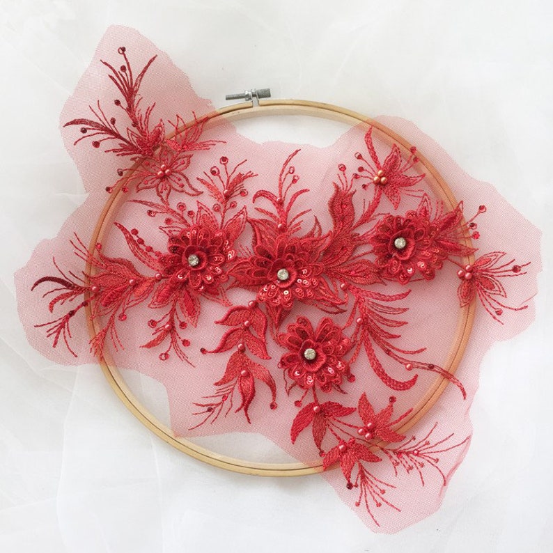 Exquisite 3D Flower Lace Applique Embroidered Applique With | Etsy