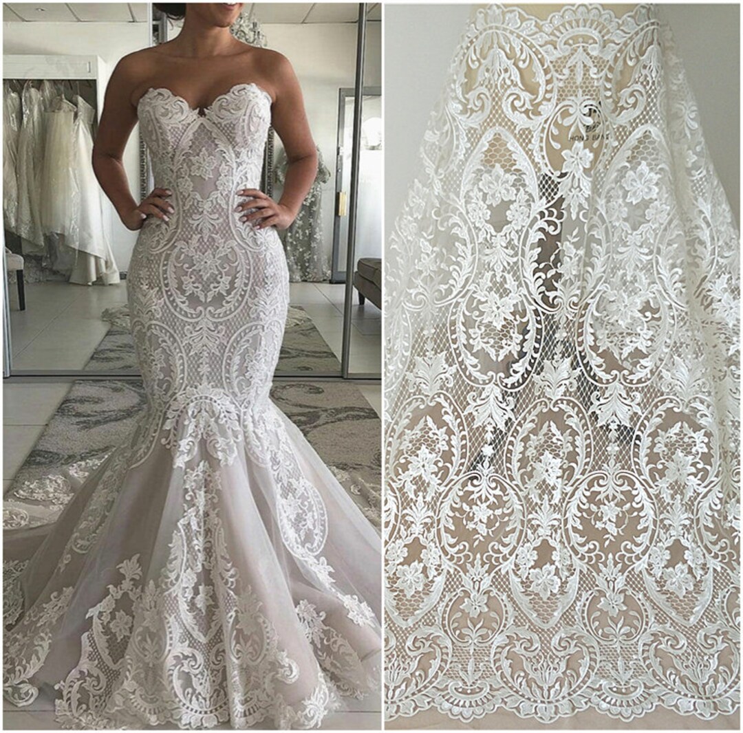 2020 Newest Heavy Embroidered Lace Fabric Wedding Dress Fabric Bridal ...