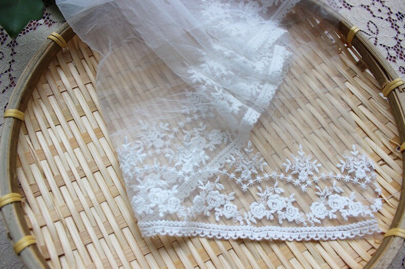 Rose Lace Trim White Delicate Embroidered Tulle Bridal Lace Trim 23 Cm ...
