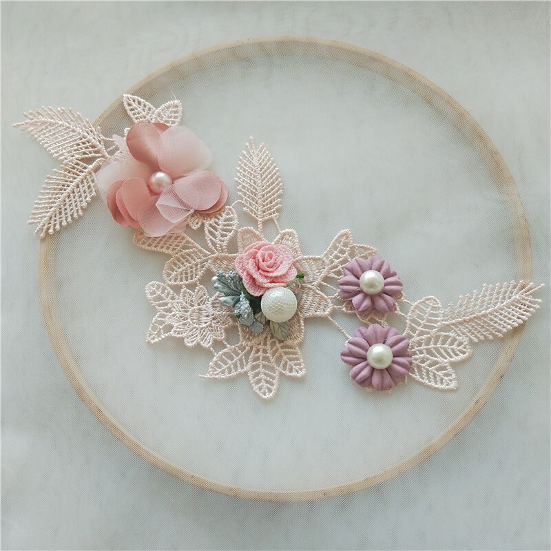 Beaded 3D Lace Applique Pink Rose Flower Lace Motiy Patch | Etsy