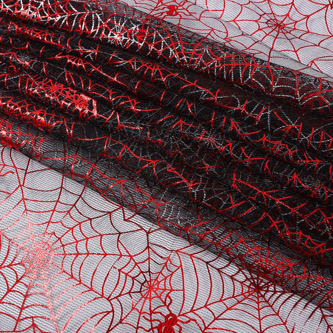 10 Color Red Spider Web Lace Fabric Print Spider Web Soft Mesh Tulle ...