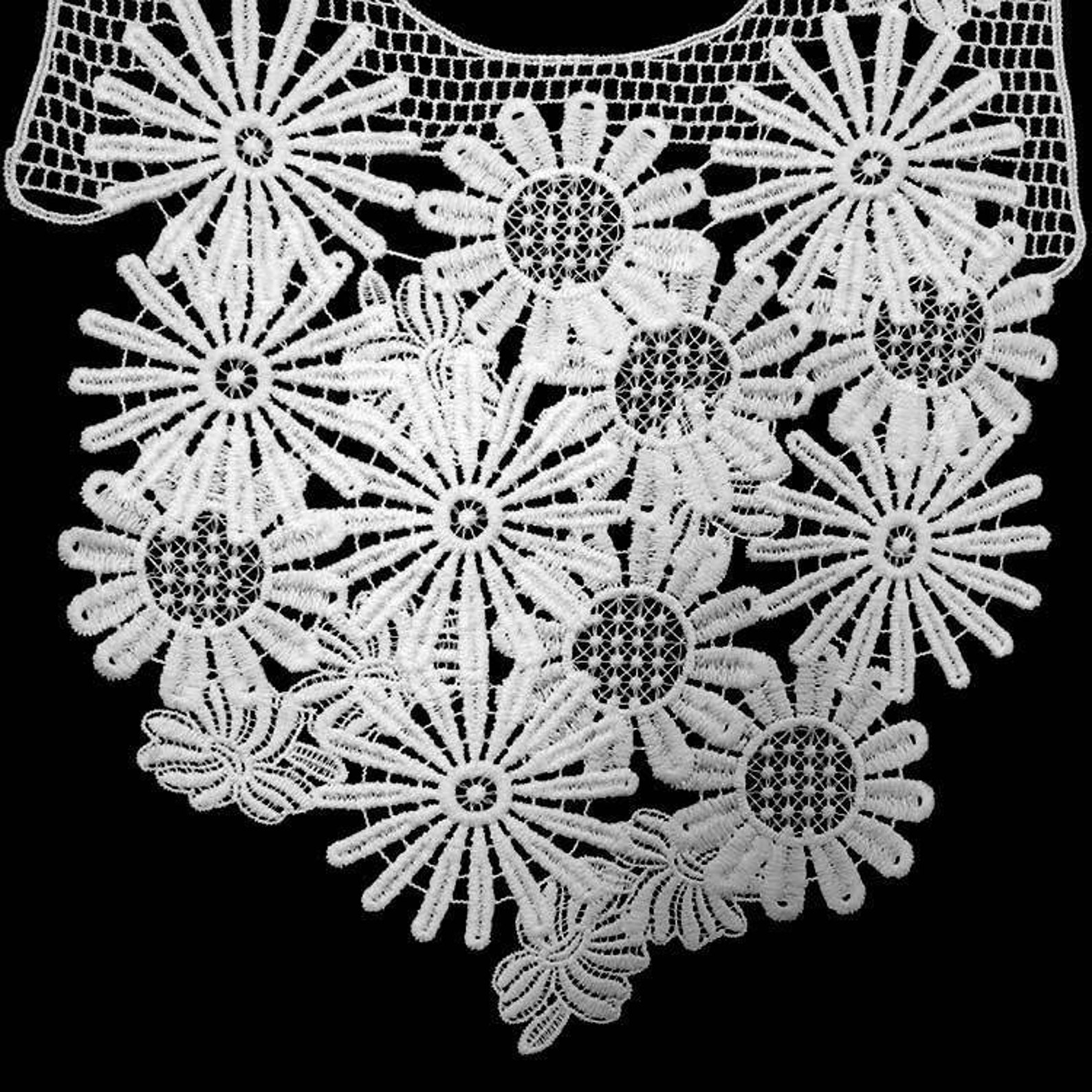 Black White Bridal Sunflower Venise Lace Collar Applique O - Etsy