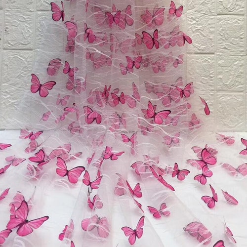 5 Yards 3D Butterfly Tulle Lace Fabric Hot Pink Butterfly | Etsy