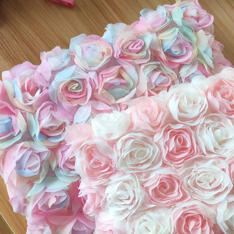 3D Rose Lace Fabric Chiffon Fabric by Yard 3D Rosette Flower | Etsy