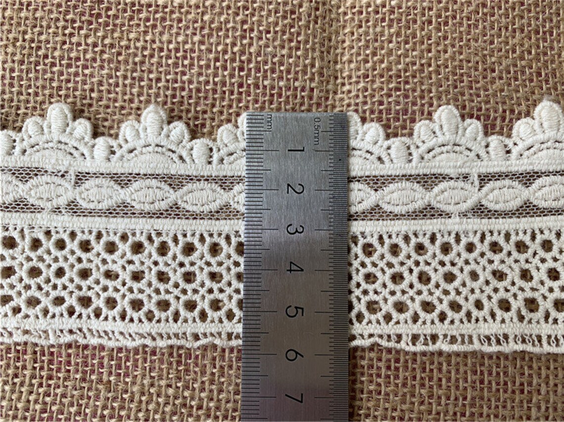 Beige Lace Trim Cotton Lace Fabric Trim Embroidery Lace With | Etsy