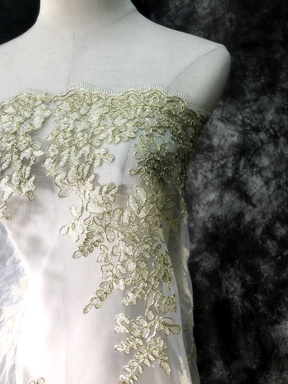 Gold Lace Fabric Gold Metallic Embroidered Flower Applique | Etsy