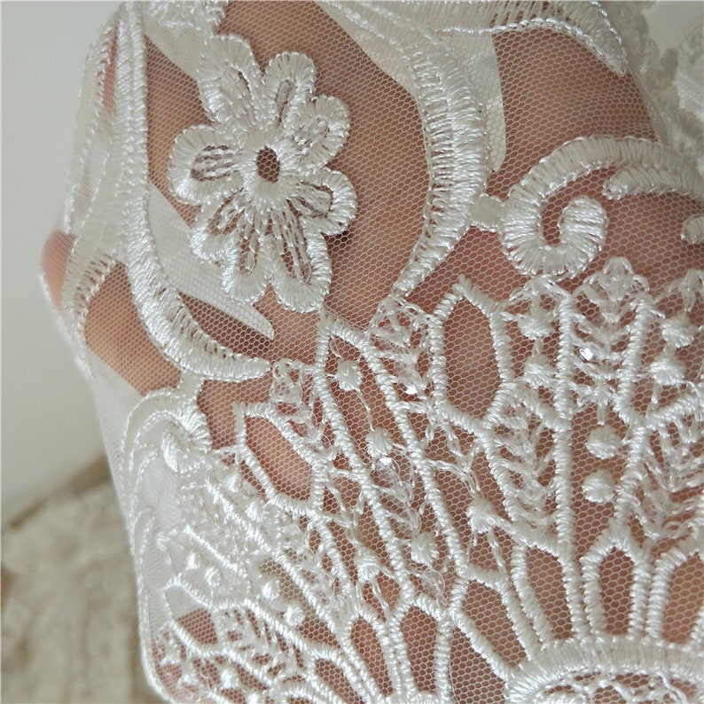 Gorgeous Embroidered Lace off White Sequined Bridal Lace Fabric for ...
