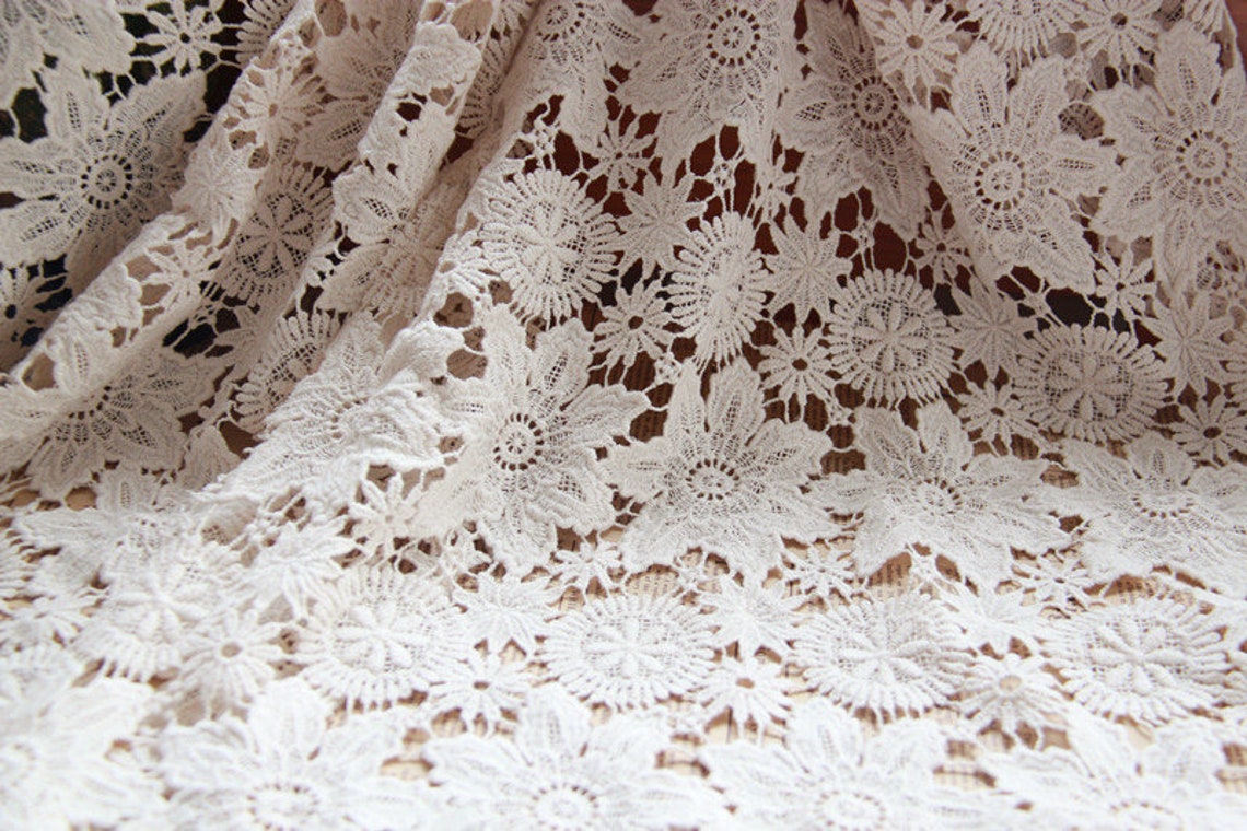 Cotton Lace Fabric Beige Lace Fabric Water Soluble Lace - Etsy