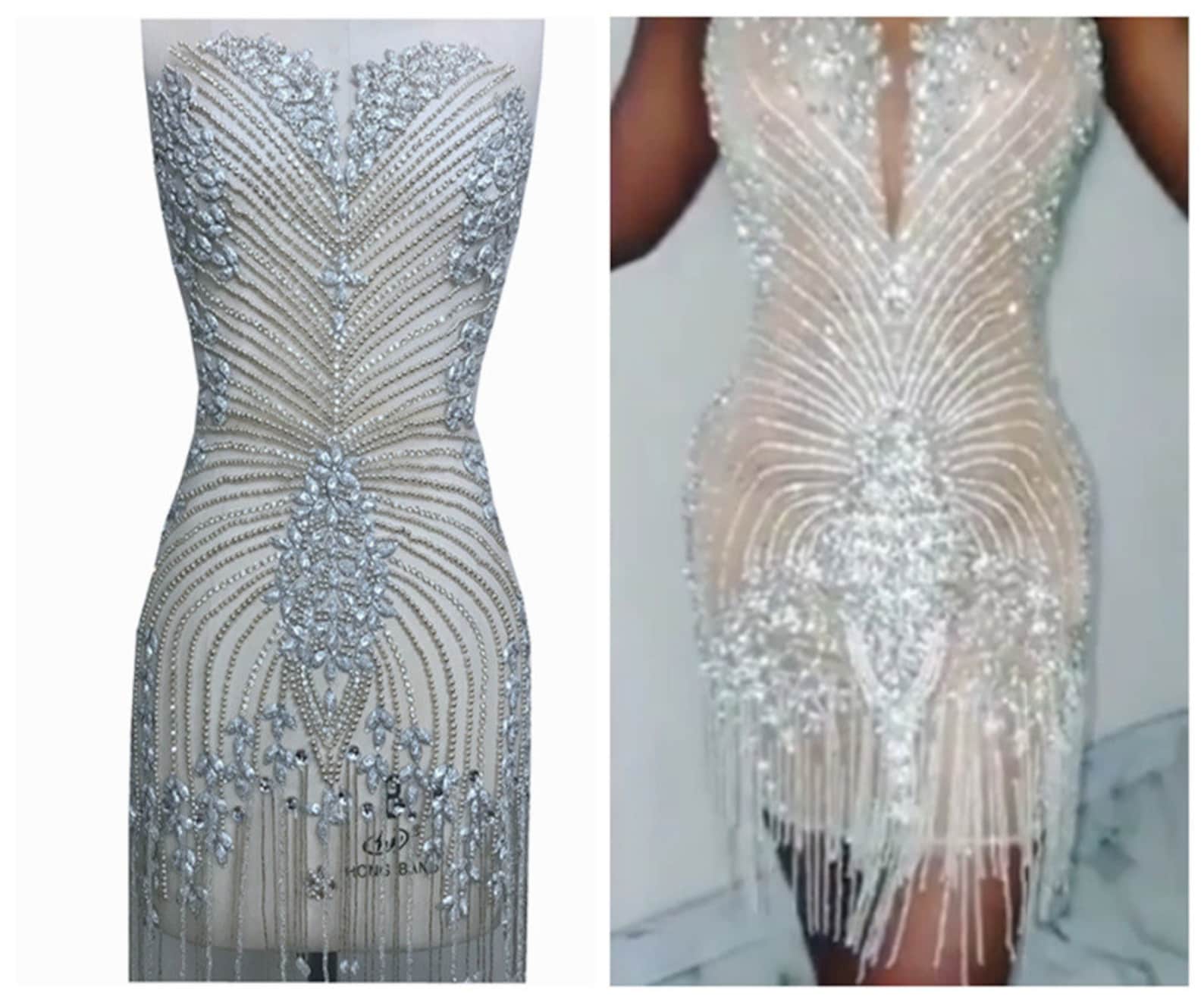 Luxury Rhinestone Bodice Applique Full Body Bodice Motif Sew on 3D ...