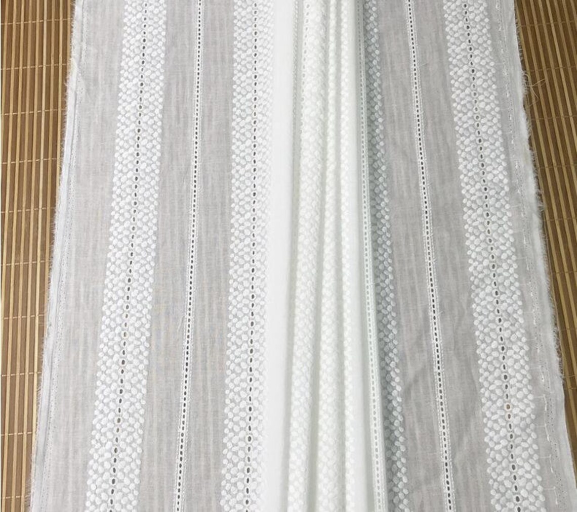 Elegant Cotton Lace Fabric Ladder Embroidered Bridal Lace | Etsy