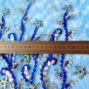 Blue/red/purple Beaded Applique, Beaded Applique Lace for Lyrical Dance ...