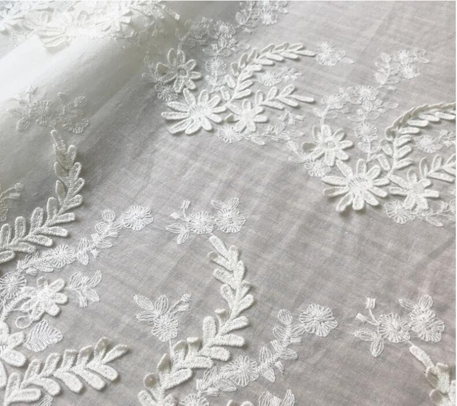 3D Leaf Pattern Cotton Lace Fabric Cotton Fabric By The Yard | Etsy