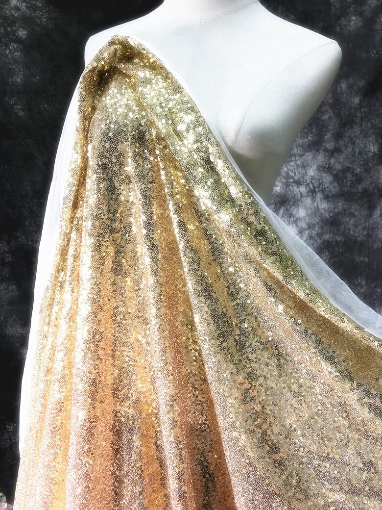 Gold Sequin Fabric, Full Sequined Fabric, Sparkle Sequins Mesh Fabric ...