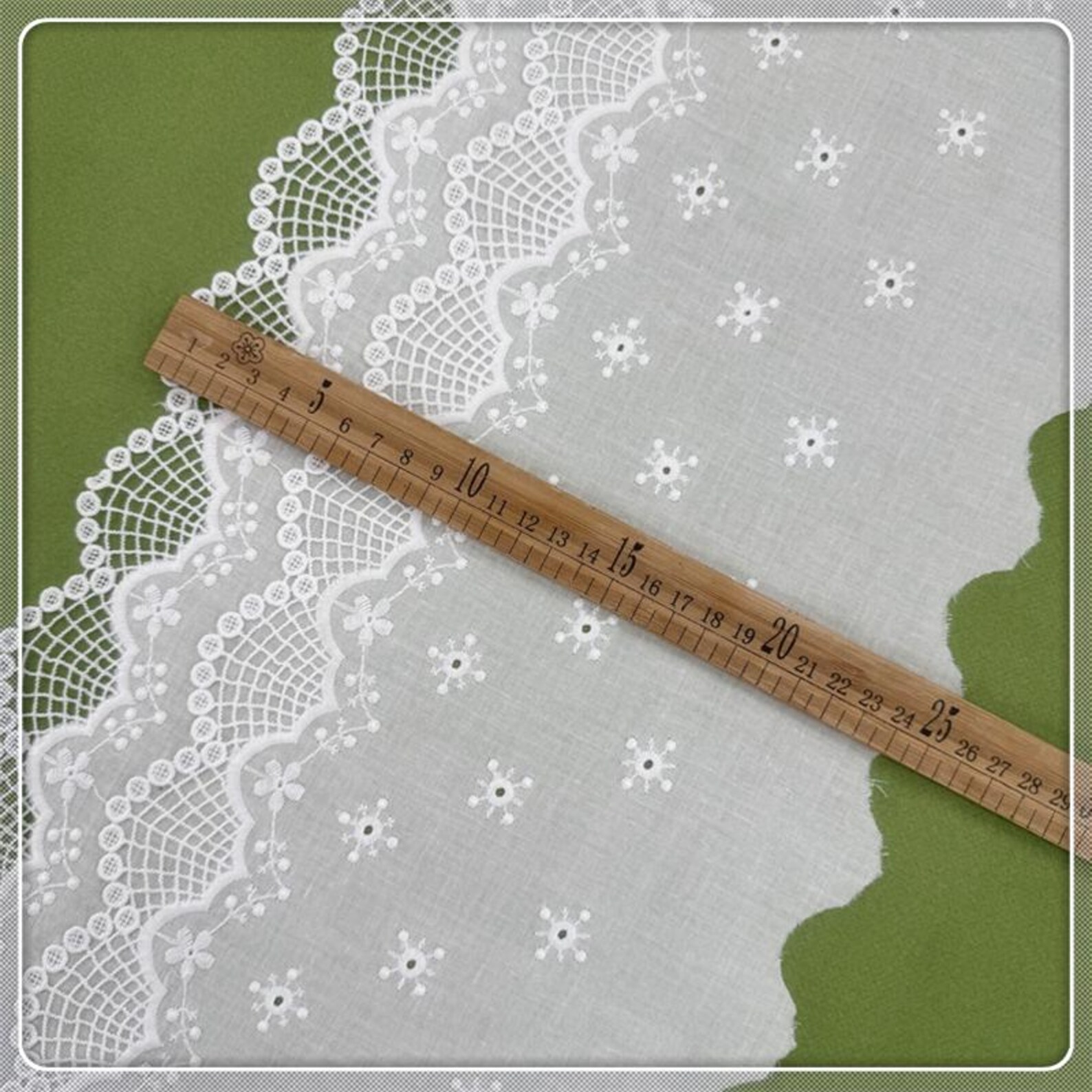 9.45" Wide Double-layer Milk Silk Cotton Lace Trim Eyelet Floral ...