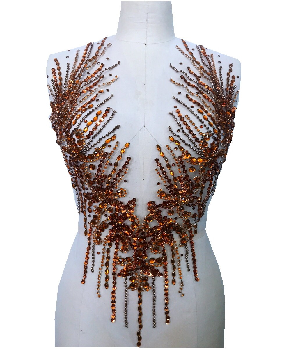 Bridal Dress Full Body Designer Applique V-collar Rhinestone | Etsy