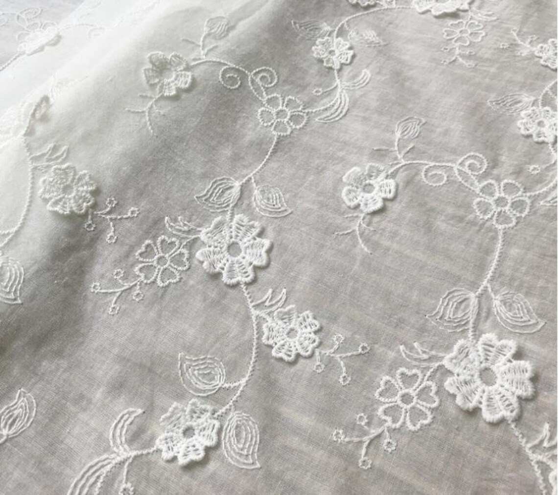 3D Flower Cotton Lace Fabric By The Yard With Bilateral | Etsy