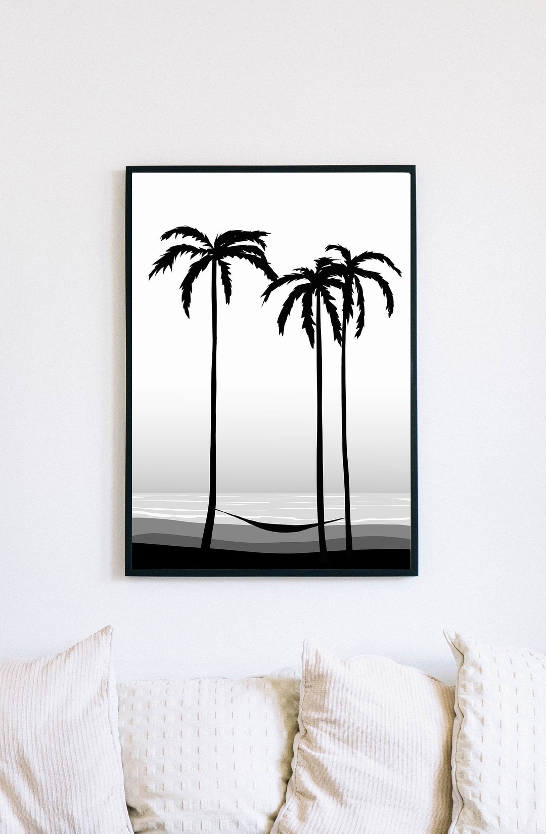 Palm Tree Art Print, Digital Download Black and White Abstract Art ...