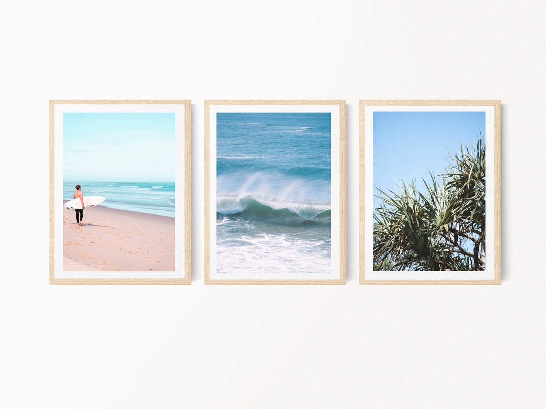 Coastal Surf Photography Prints, Set of 3 Digital Downloads, Coastal ...