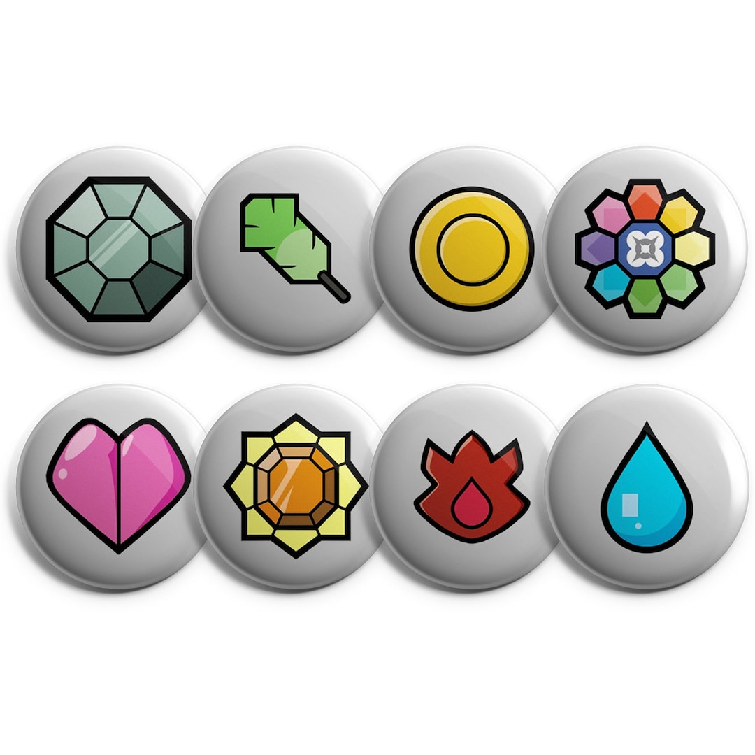 25mm Pokemon Kanto Gym Badges - Etsy