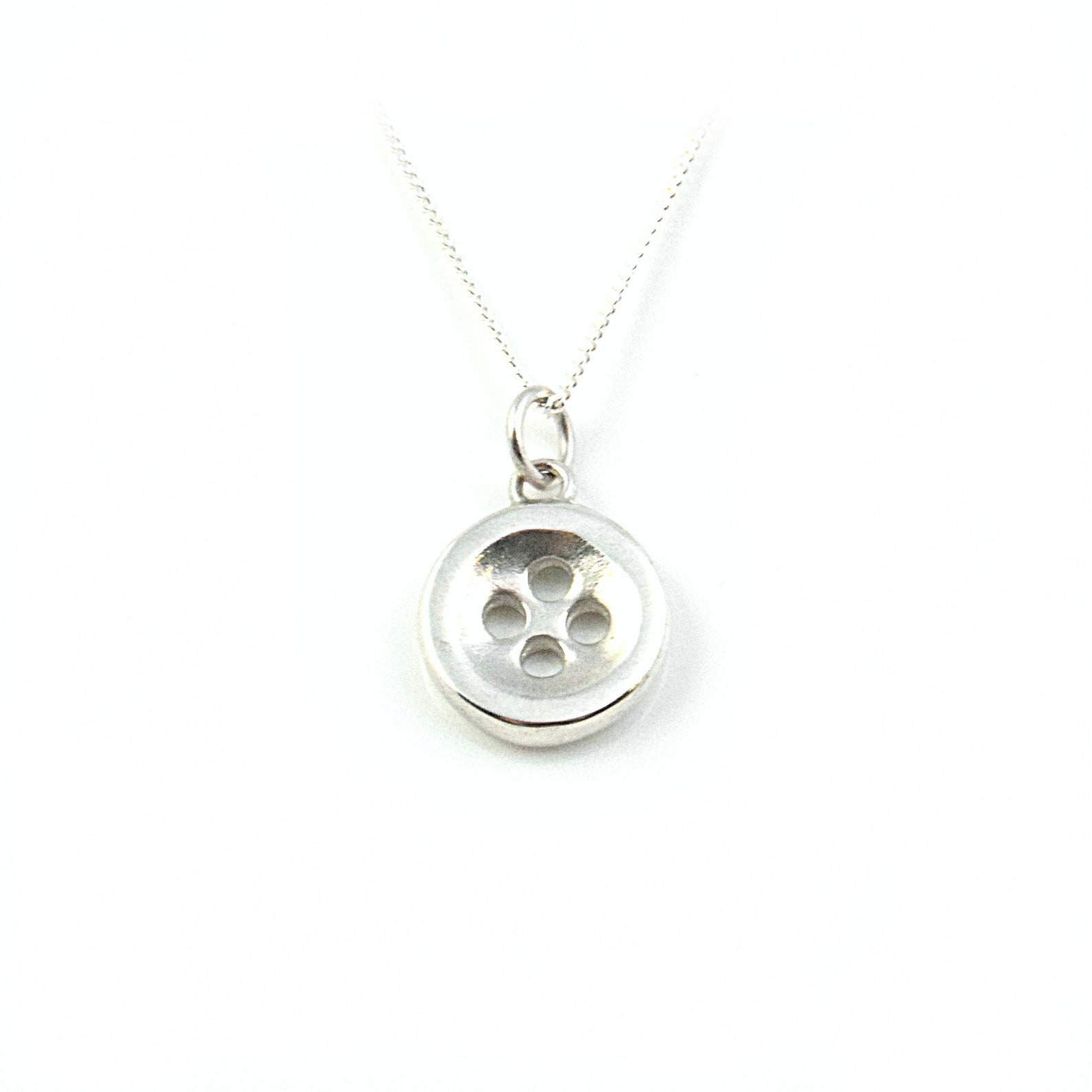 Silver Button Pendant. Button Jewellery. Button Necklace. - Etsy