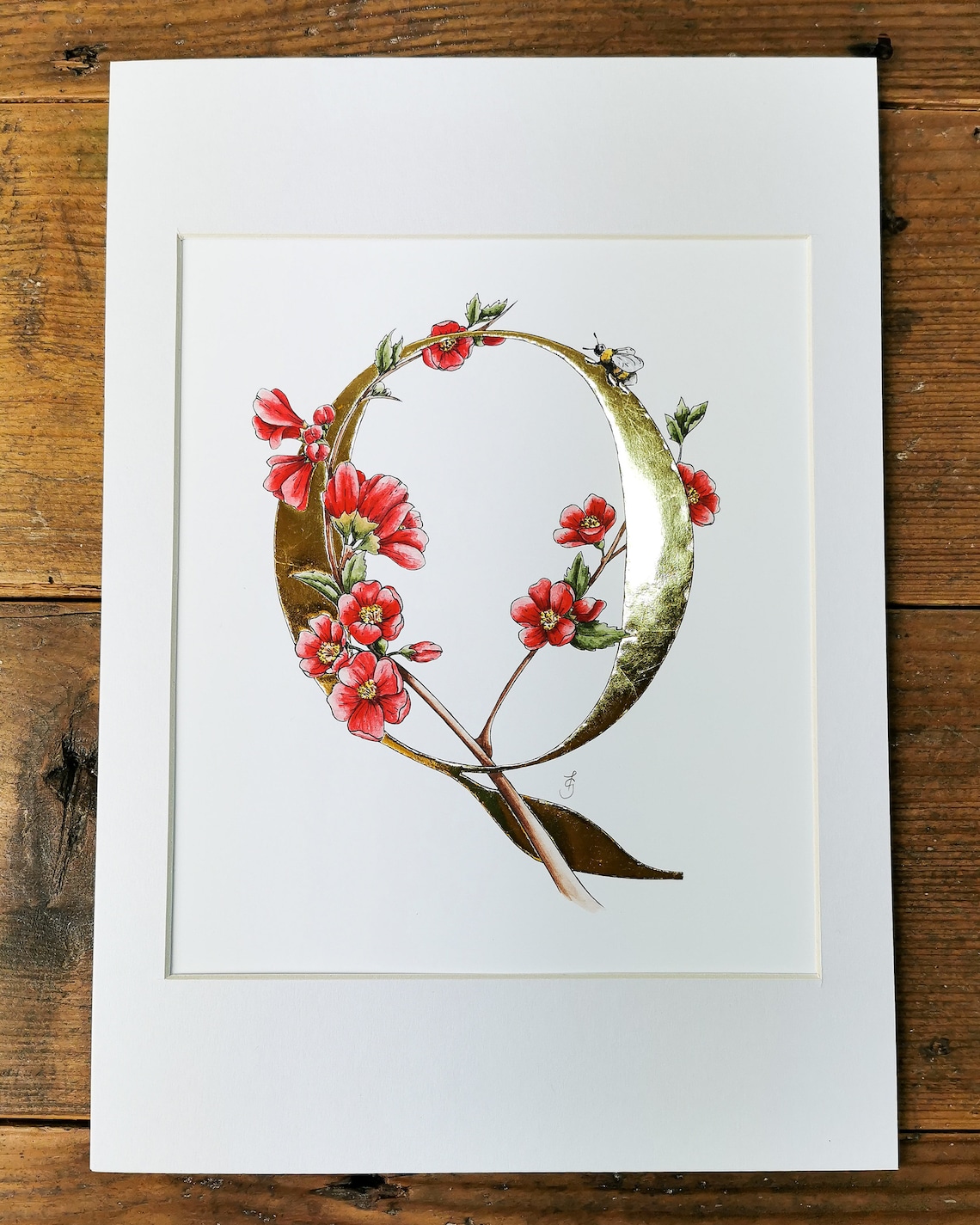 Q is for Quince fine art print with hand applied 23.5 karat | Etsy