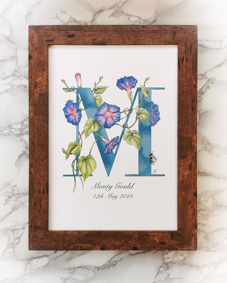 P is for Poppy Flower Letter Print. A Blue or Pink Letter P - Etsy UK