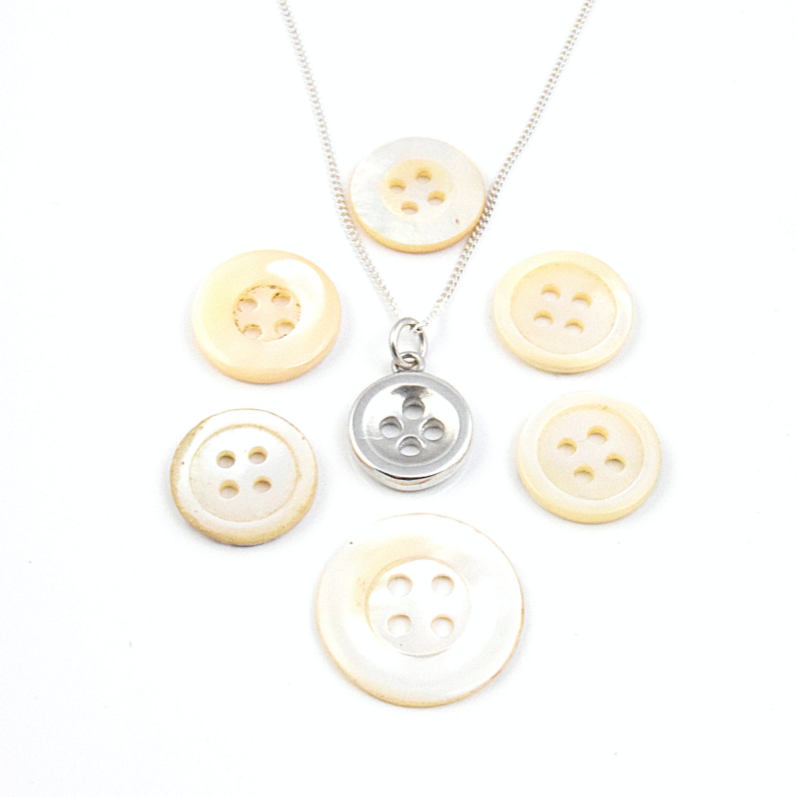 Silver Button Pendant. Button Jewellery. Button Necklace. - Etsy