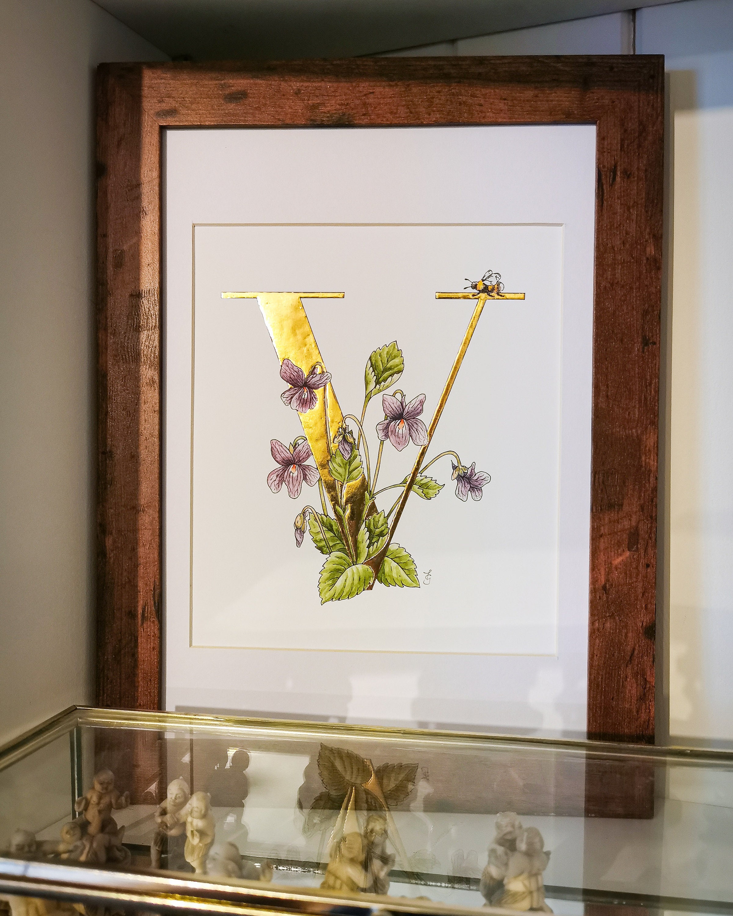 V is for Violet Fine Art Print With Hand Applied 23.5 Karat - Etsy