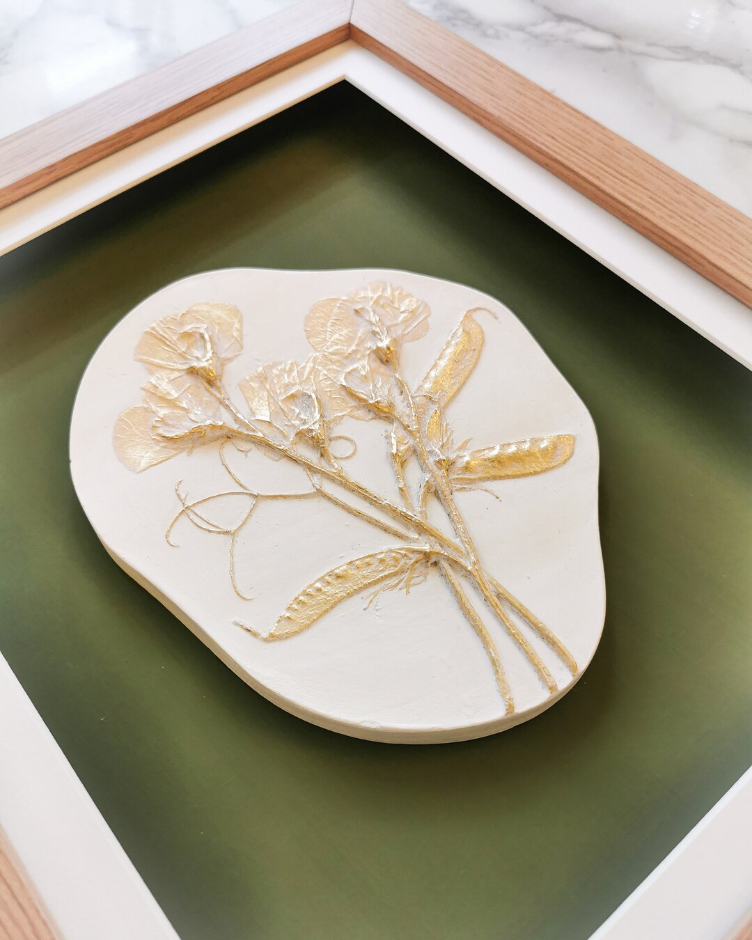Sweetpeas Fossil Flower. Gold Plaster Cast Flower Art. A - Etsy