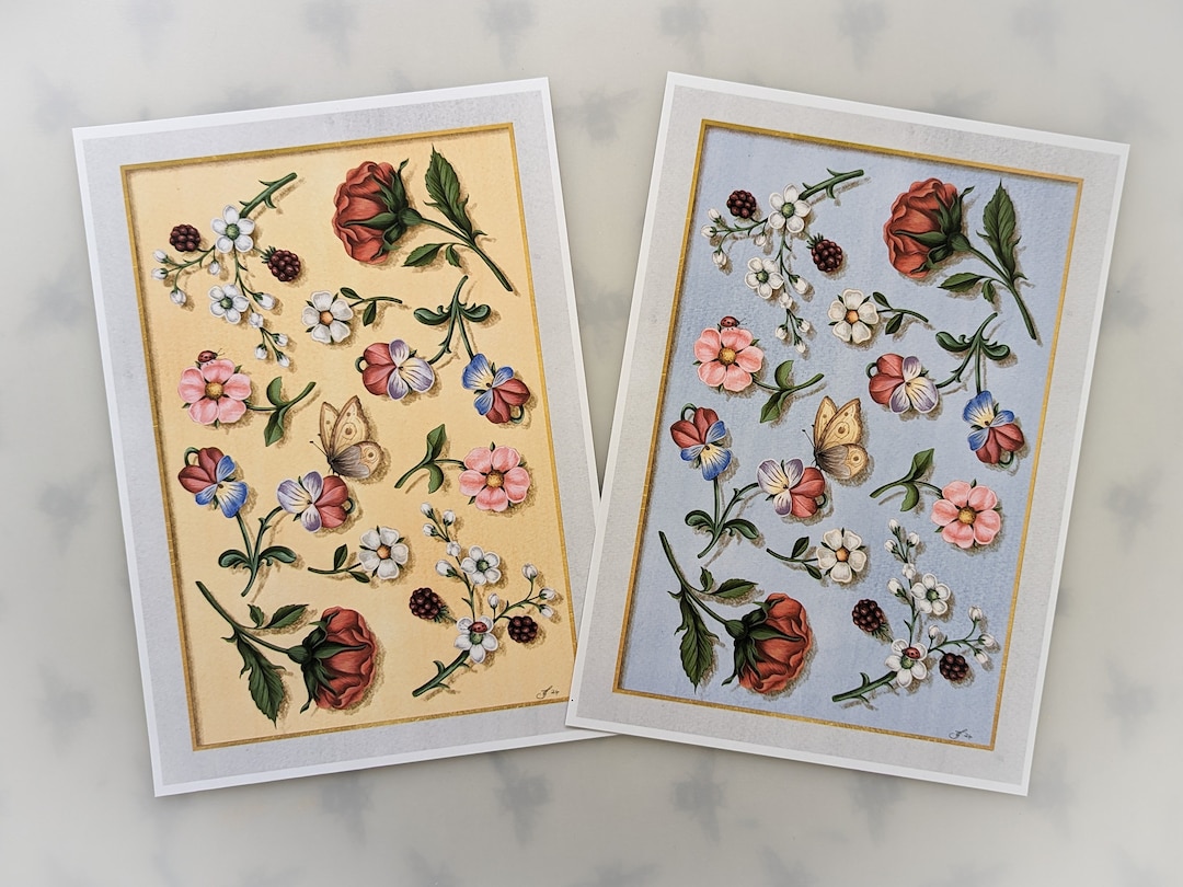 Book of Hours Fine Art Print in A4 or A3, With a Choice of Background ...