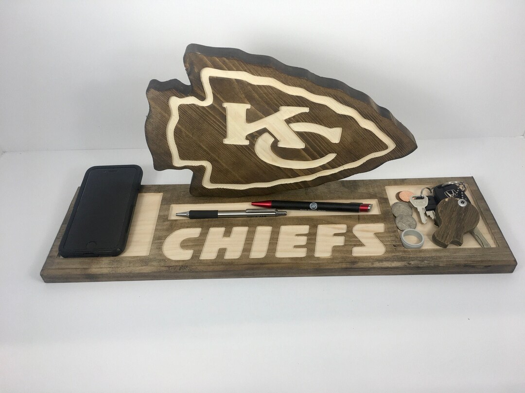 Sports Team Wooden Desk Organizer Nightstand Plaque Cell Phone Holder ...