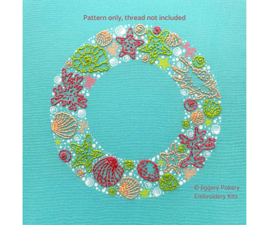 Seashells Embroidery Pattern. Easy Hand Embroidery Wreath. - Etsy UK
