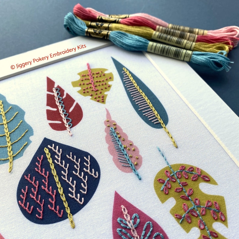Leaf Embroidery Kit. Modern Embroidery With Scandi Style. - Etsy
